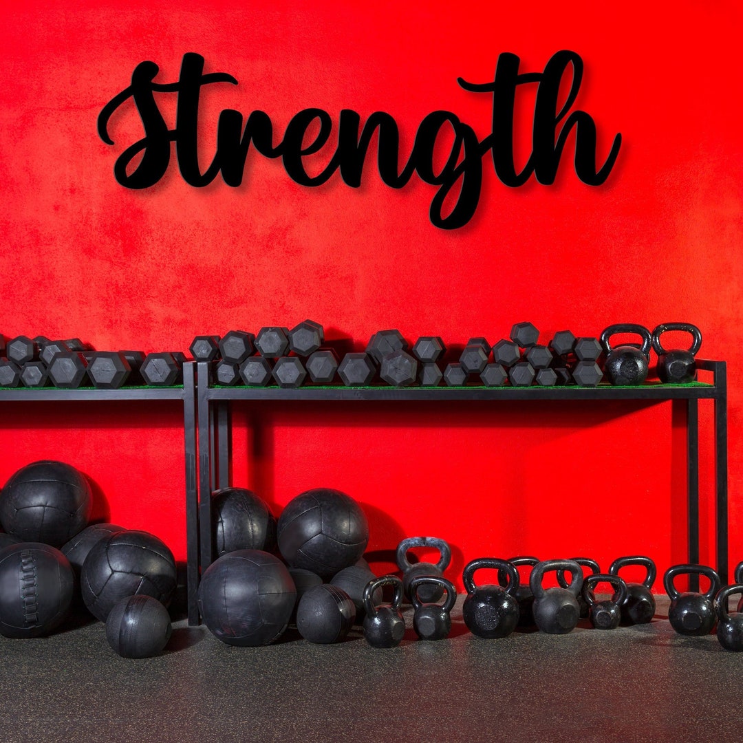 Metal Strength Sign | Strength Sign | Strength Cursive Metal Sign ...