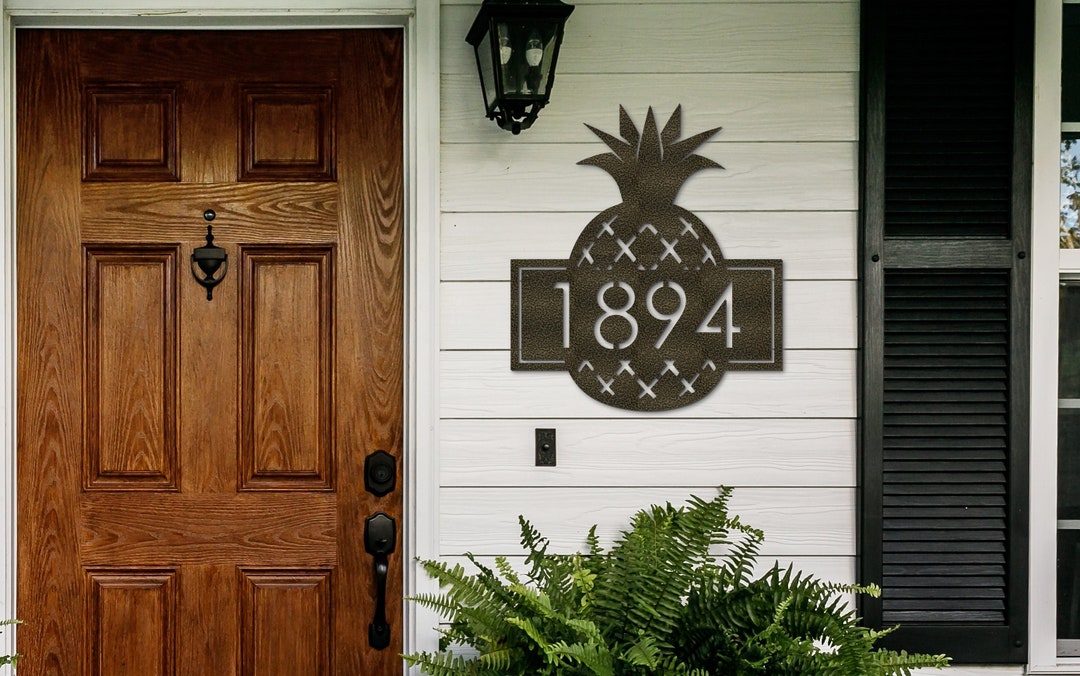 Modern Metal Pineapple Address Sign | Custom Pineapple Metal Address ...