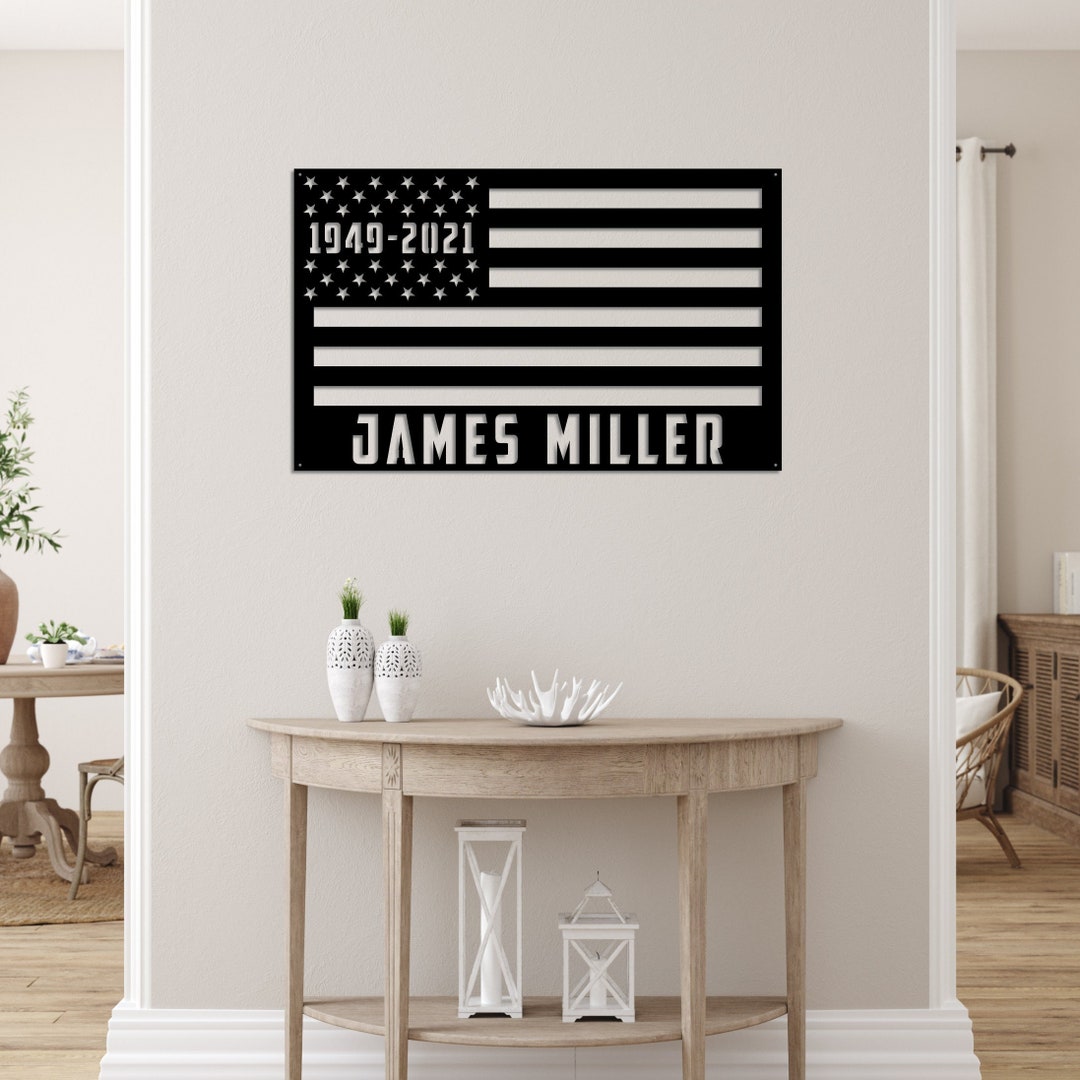 Custom Metal American Flag Memorial Sign | Metal Memorial Sign ...