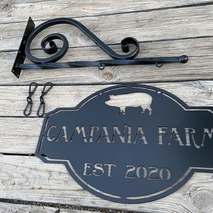 Metal Farm Sign With Hanging Bracket | Custom Metal Ranch Sign ...