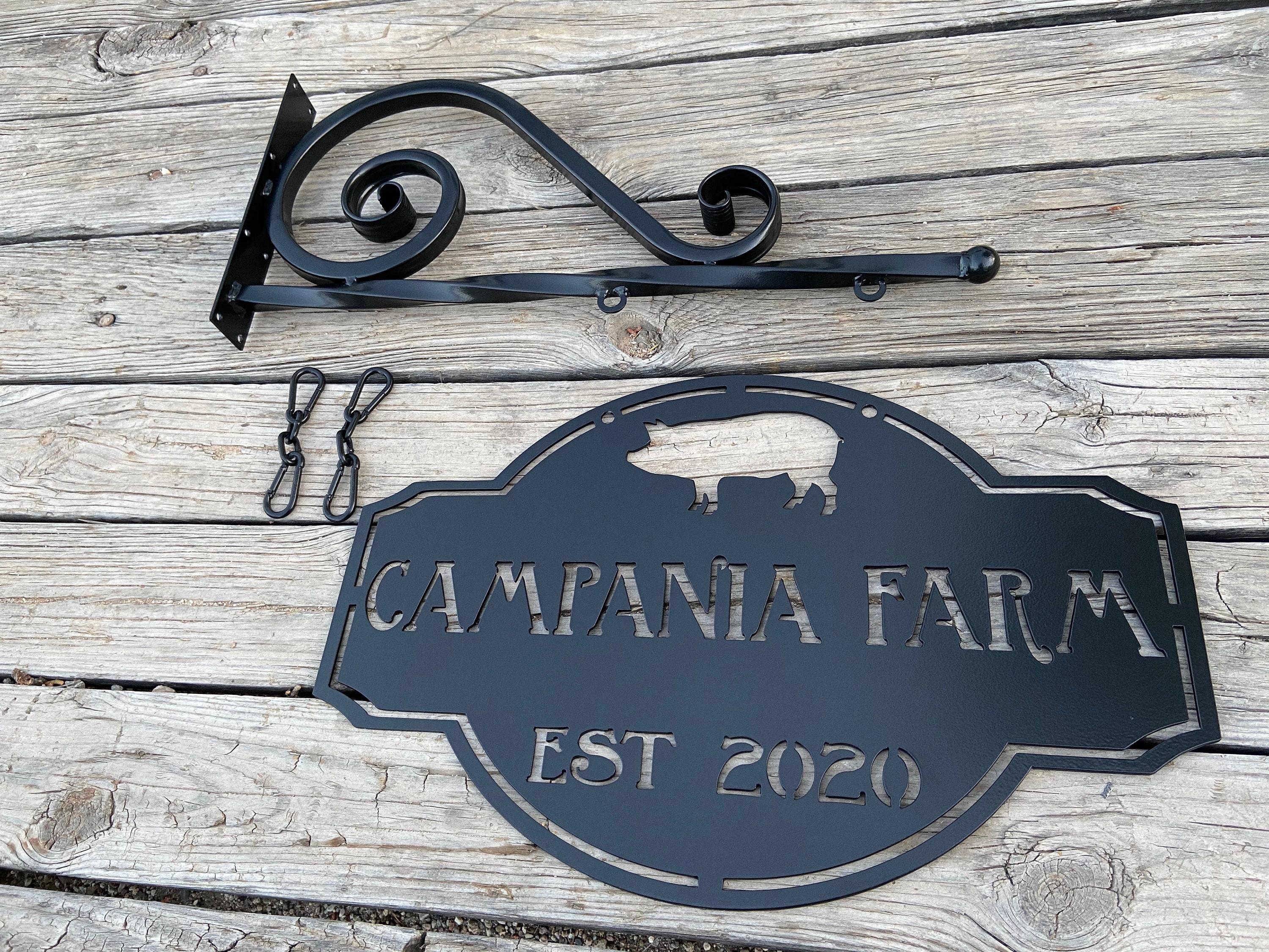 Metal Farm Sign With Hanging Bracket Custom Metal Ranch Sign | Etsy