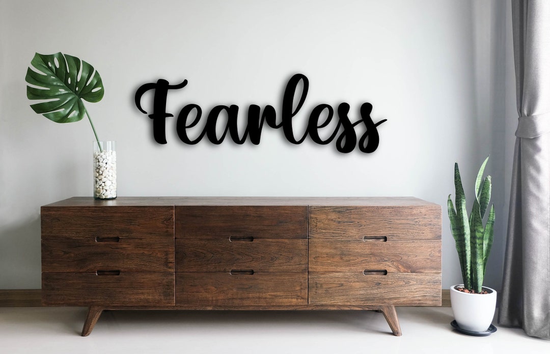Fearless Metal Sign | Fearless | Fearless Sign | Cursive Metal Sign ...