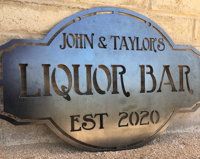 Vintage Metal Bar Sign Established Wall Decor Personalized - Etsy