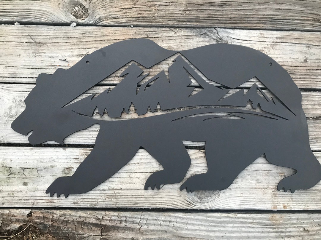 Outdoor Bear Sign | Bear Scene Metal Sign | Outdoor Metal Sign - Etsy
