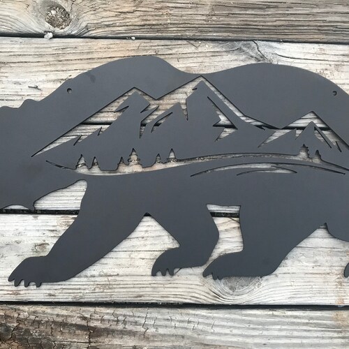 Outdoor Bear Sign Bear Scene Metal Sign Outdoor Metal Sign | Etsy