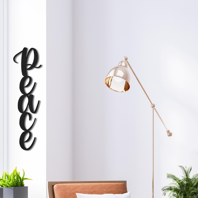 Vertical Metal Peace Sign | Peace Sign | Cursive Metal Sign | Home ...