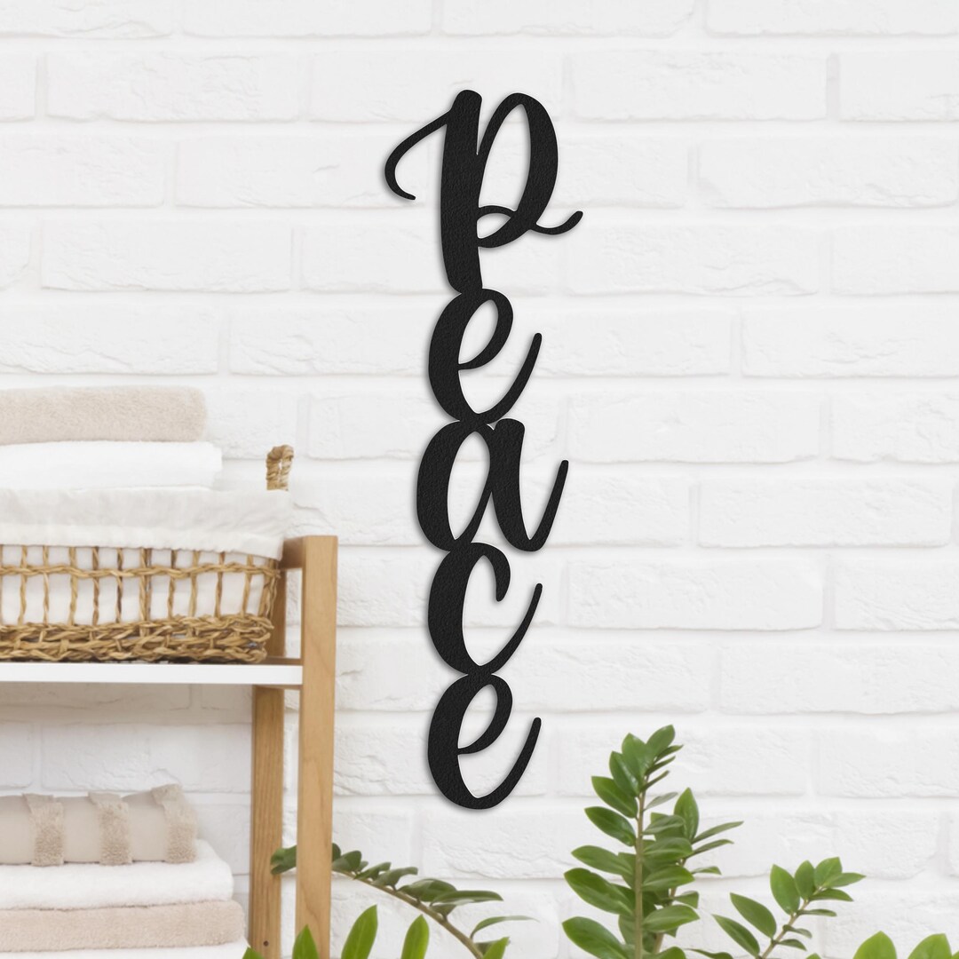 Vertical Metal Peace Sign | Peace Sign | Cursive Metal Sign | Home ...