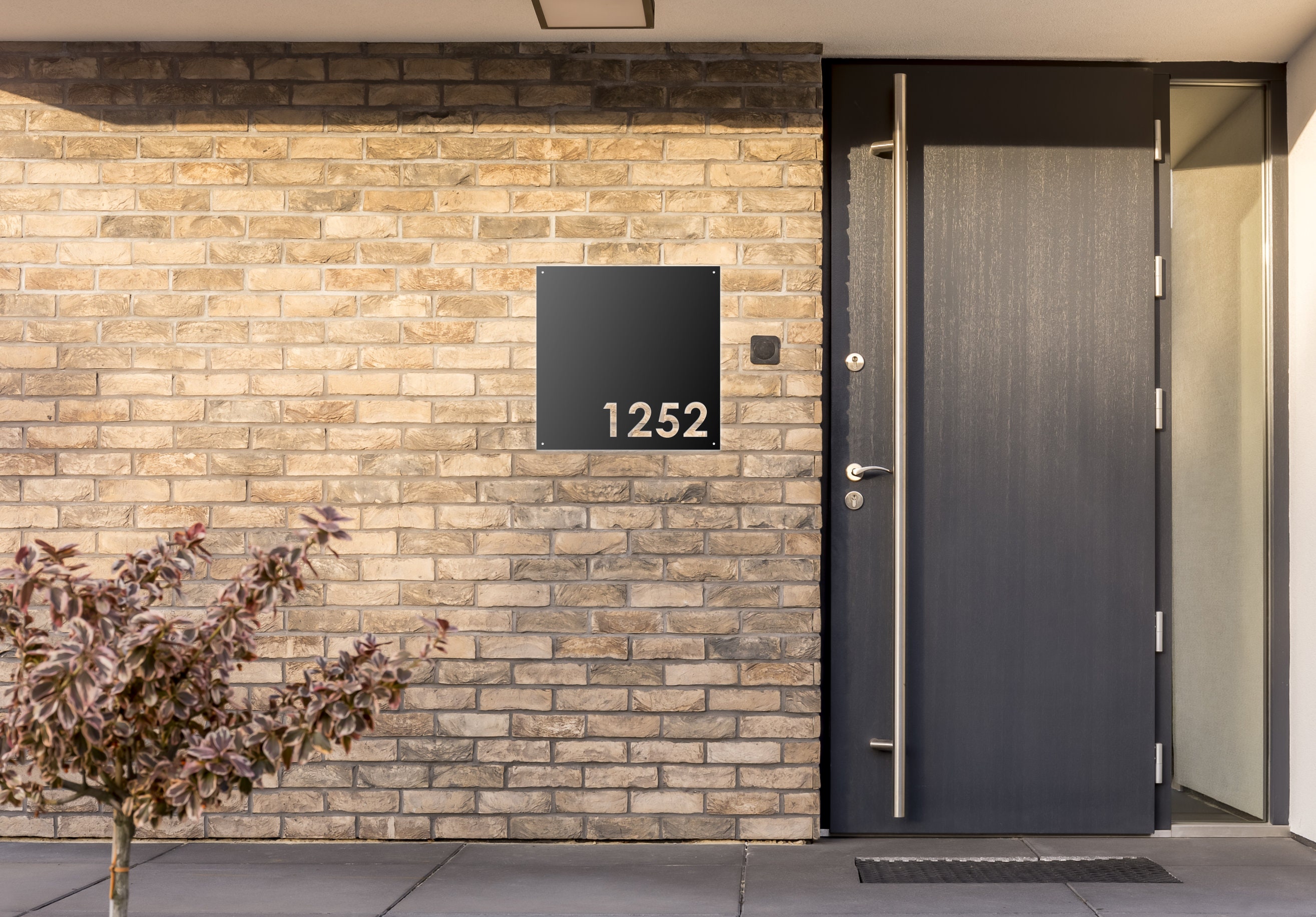 Mid Century Modern Square Steel Address Sign | Modern Address Sign ...