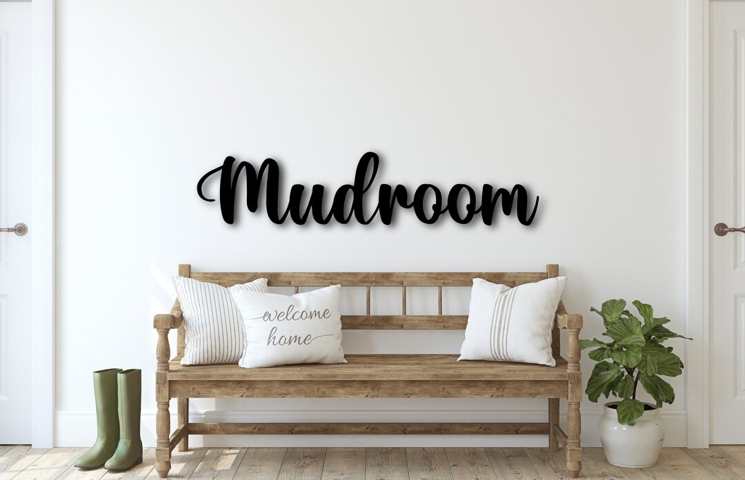 Mudroom Metal Sign | Mudroom| Mudroom Sign | Cursive Metal Sign ...