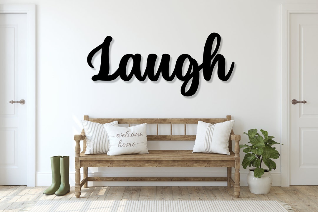 Metal Laugh Sign | Laugh Sign | Cursive Metal Sign | Home Decor ...