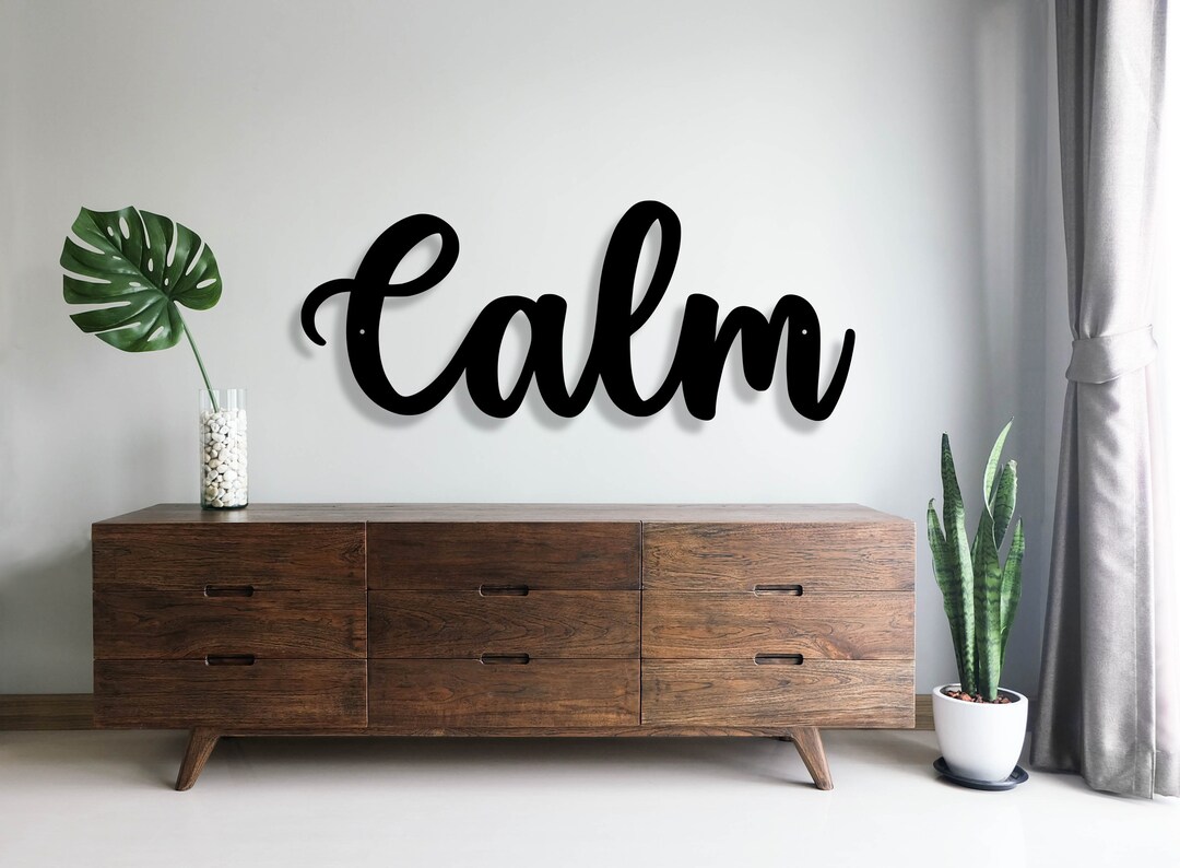 Metal Calm Sign | Home Sign | Cursive Metal Sign | Home Decor | Wedding ...