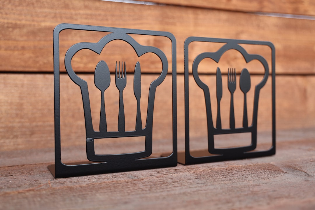 Bookends for Cookbooks | Kitchen Chef Hat Bookends | Fork Knife Spoon ...