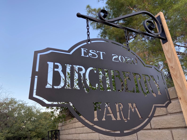 Metal Farm Sign With Hanging Bracket Custom Metal Ranch Sign - Etsy