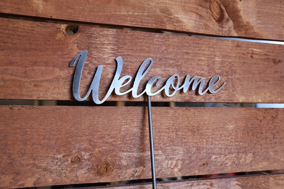 Welcome Garden Stake | Metal Welcome Garden Stake | Steel Garden Stake ...
