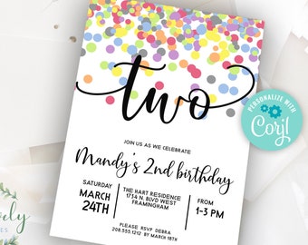 Two Cute Birthday Invitation | Etsy