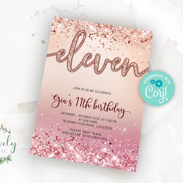 11 Year Old Birthday Party Invitation - Etsy