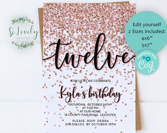 12 Year Old Birthday Invitation | Etsy