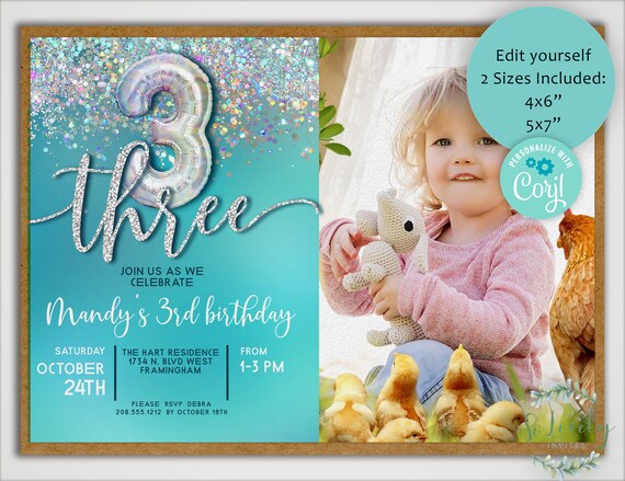 Sayings For 3 Year Old Girl Birthday Invitation Card