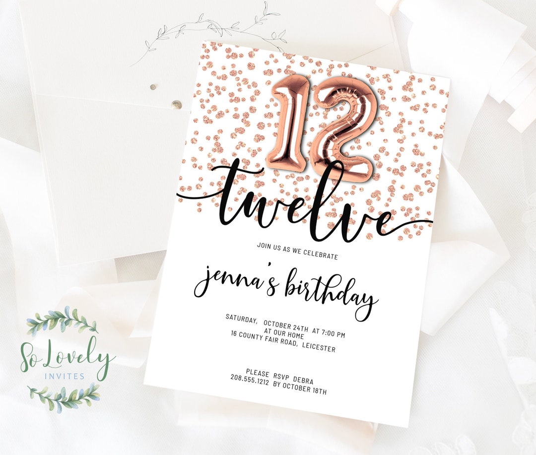 Twelve Birthday Invitation Twelve Is A Vibe Groovy Floral 12th