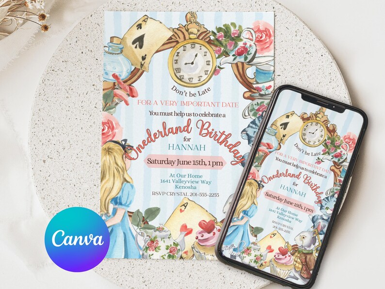 First Birthday Invite, Alice in Onederland Birthday Invitation ...