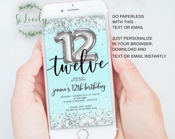 12 Year Old Birthday Invitation | Etsy