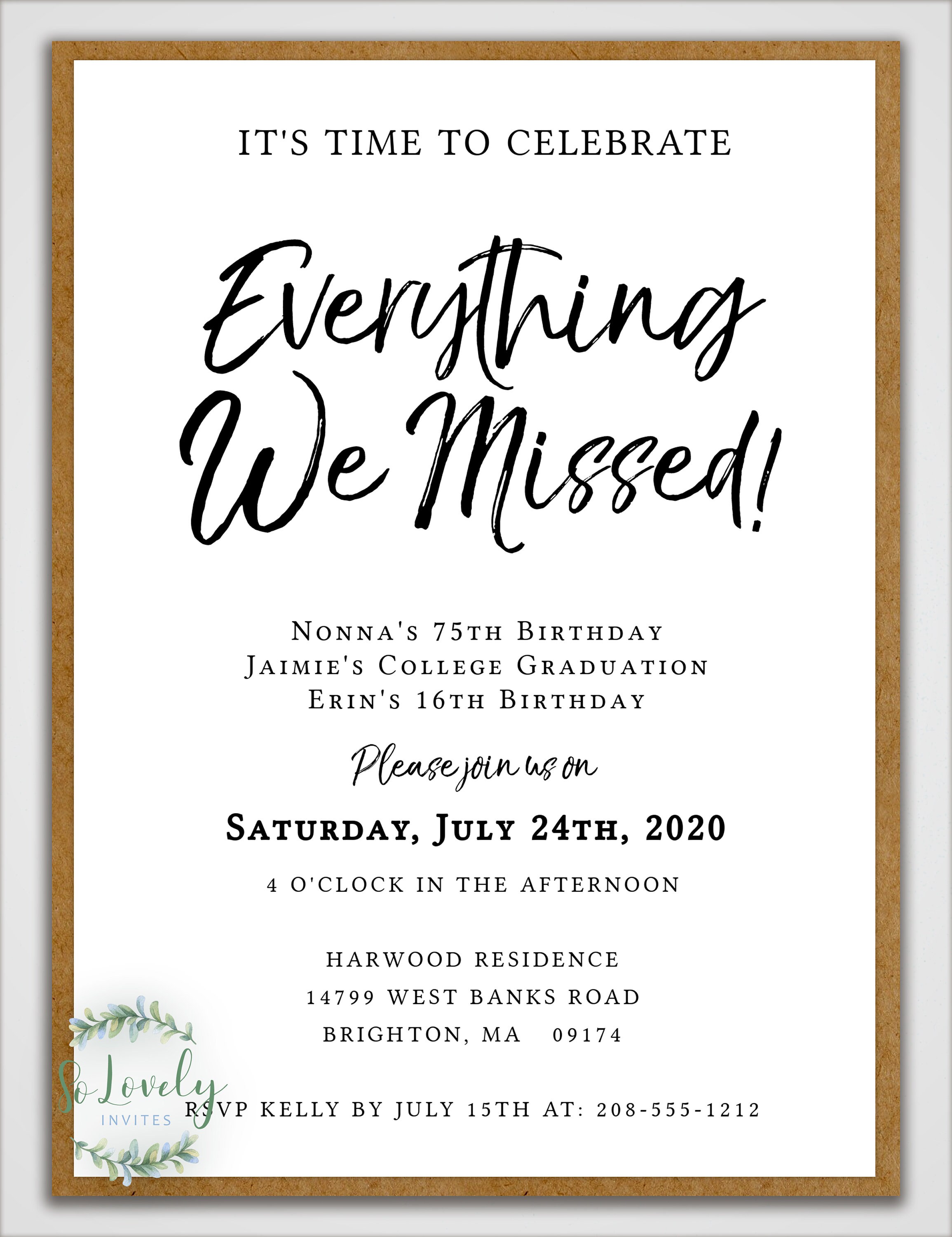 Time to Celebrate Everything We Missed Party Invite EDIT - Etsy