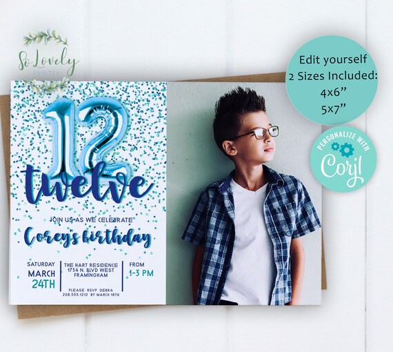 12th Birthday Boy Invitation Wording