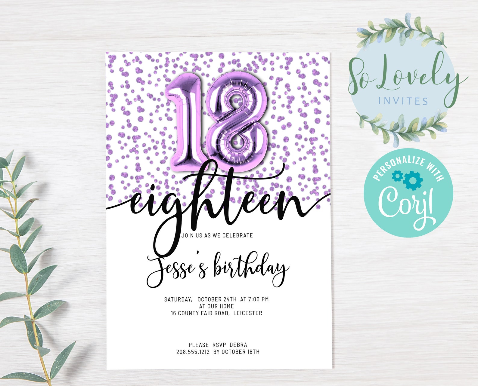 metallic-purple-glitter-18th-birthday-invitation-editable-etsy