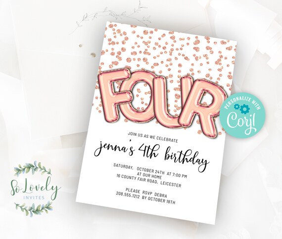 Invitations Purple and Gold Glitter Confetti Invitation 48 Hour Turn ...