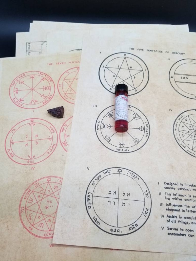 The 7 Pentacles Seals of Solomon Planets Sun Mercury Mars Venus Jupiter ...
