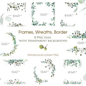 Watercolor Greenery Eucalyptus Clipart, Green Foliage, Green Leaves ...