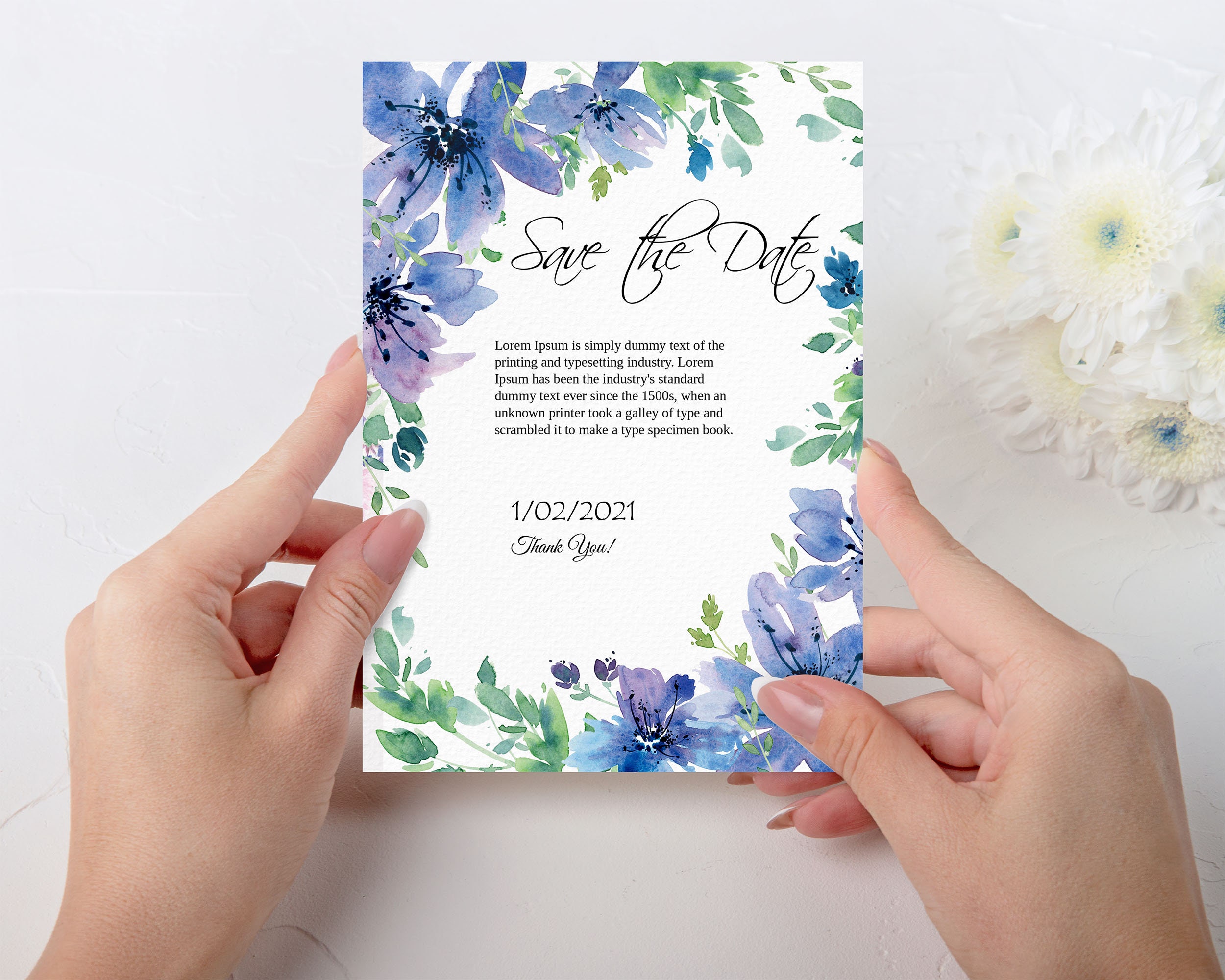 Watercolor Blue Flowers Clipart Frames Borders Round Wreaths Wedding ...