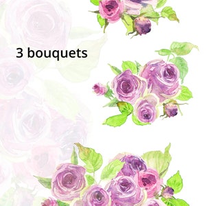 Watercolor Flowers Clipart Gentle Roses Aquarelle Wedding Floral Clip ...