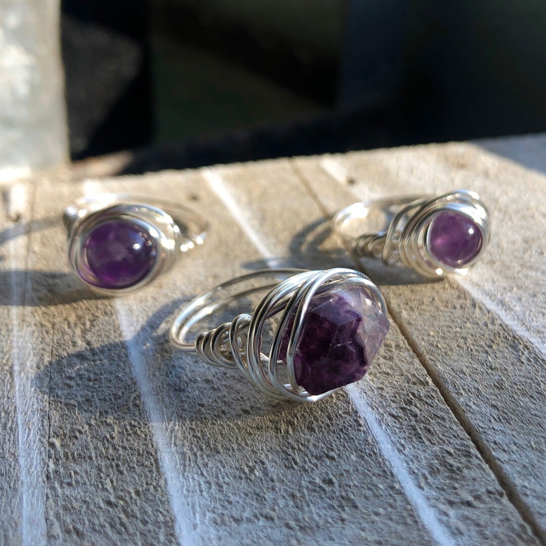 Wire Wrapped Rings, Custom Stone or Pearl Wire Wrapped Rings - Etsy