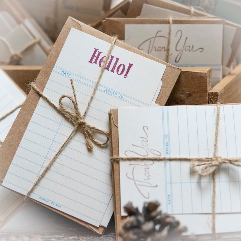 Vintage Library Book Card Note Cards - Etsy