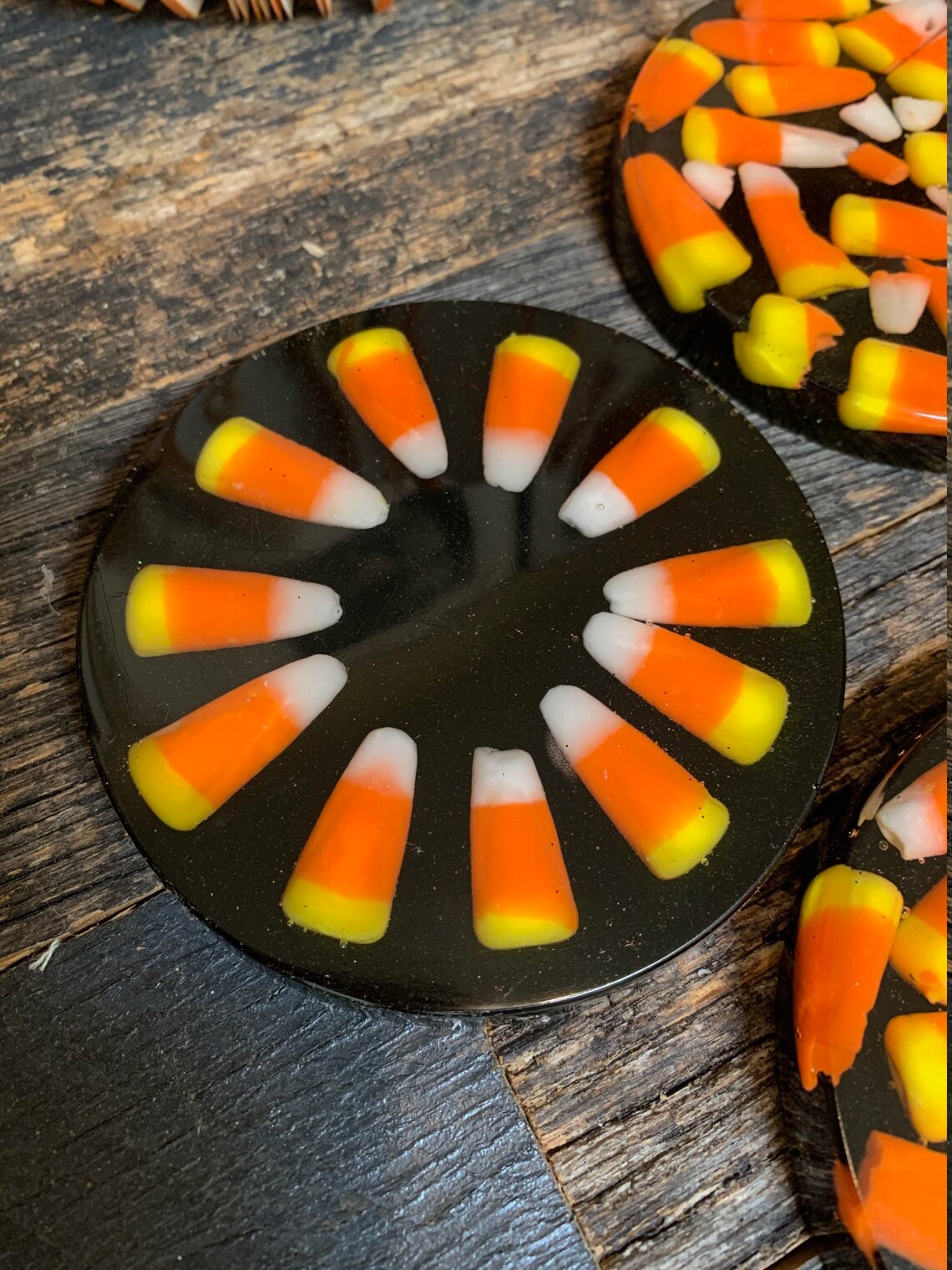 Epoxy Resin Candy Corn Coasters | Etsy