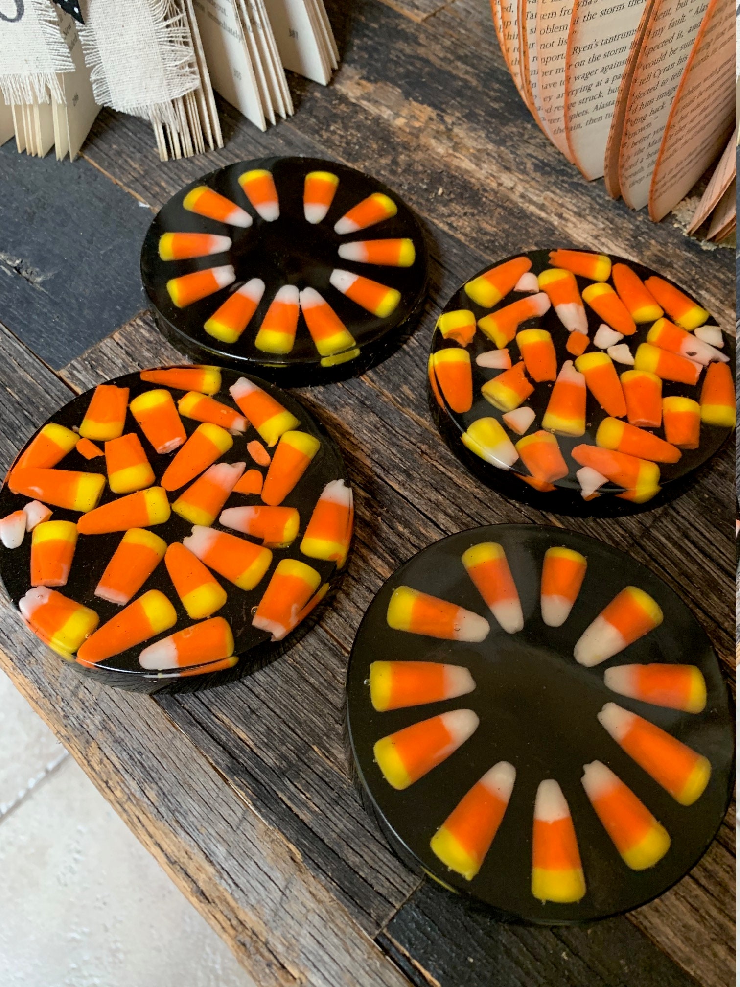 Epoxy Resin Candy Corn Coasters | Etsy