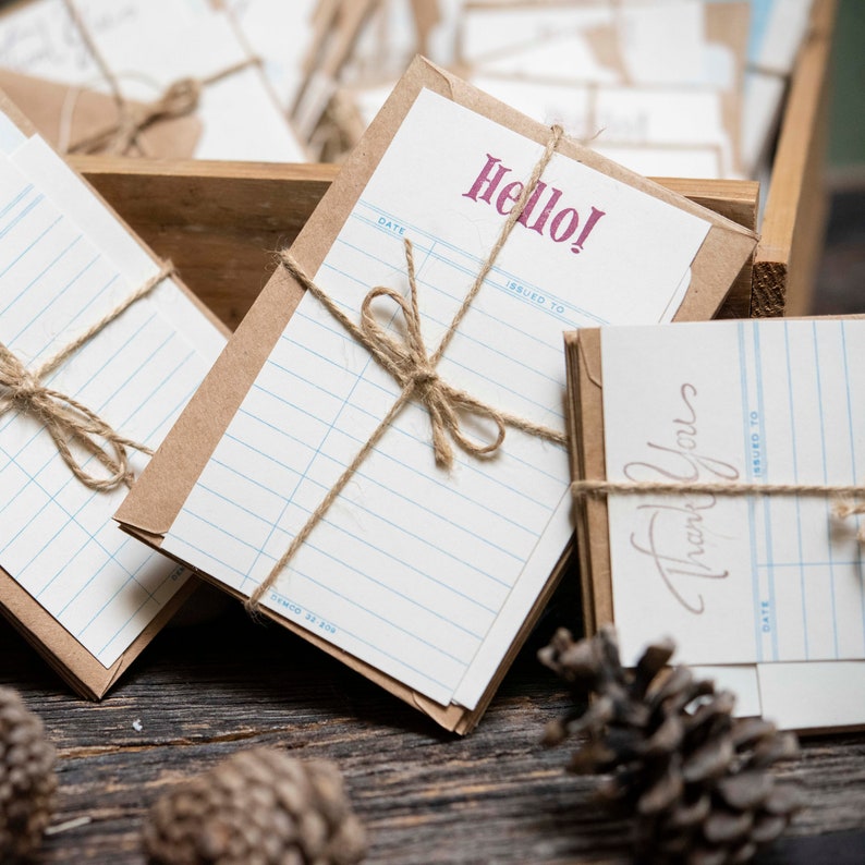 Vintage Library Book Card Note Cards - Etsy