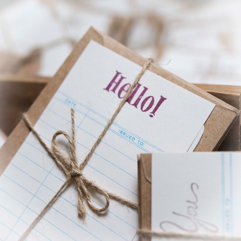 Vintage Library Book Card Note Cards | Etsy