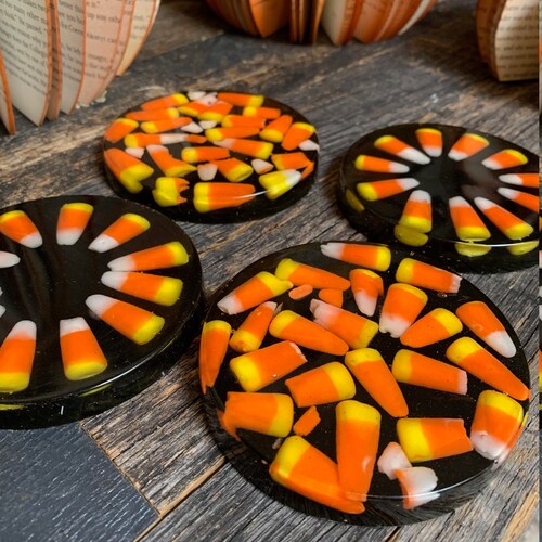 Epoxy Resin Candy Corn Coasters - Etsy