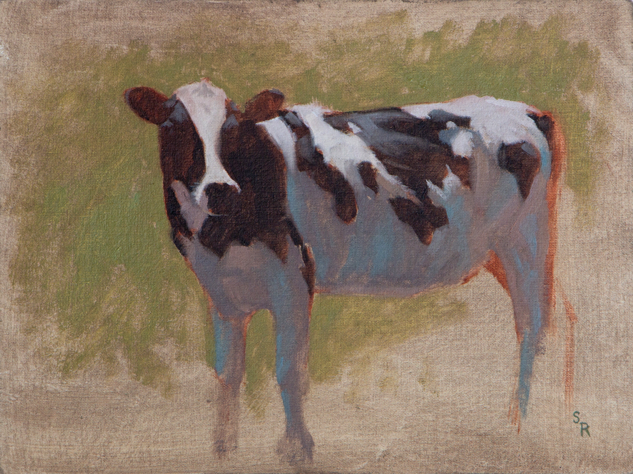 Oil Art & Collectibles loosely painted with cool blue and lavender ...