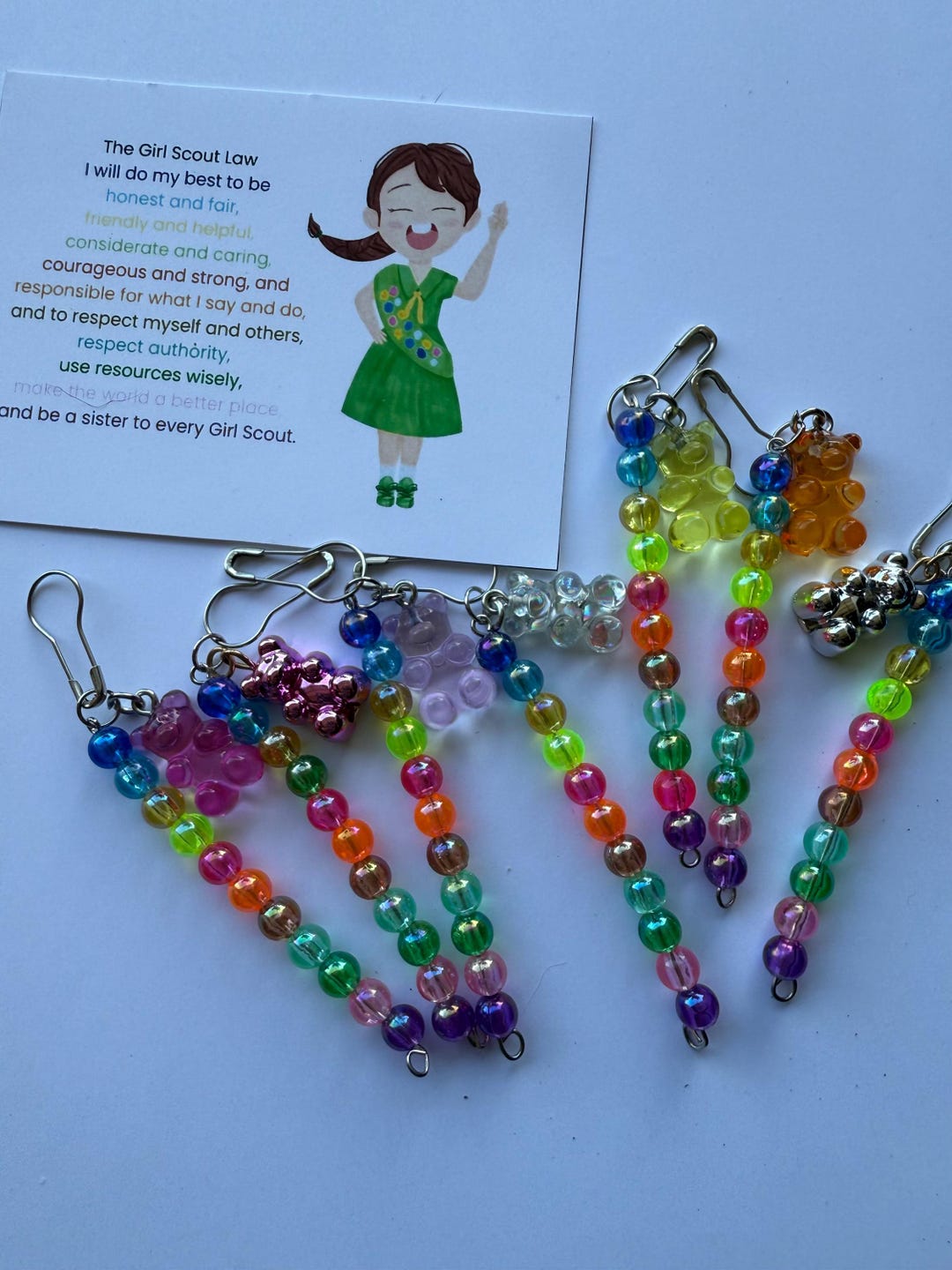 Girl Scout Law SWAPS Charm: Beaded Clip With Law Card - Etsy