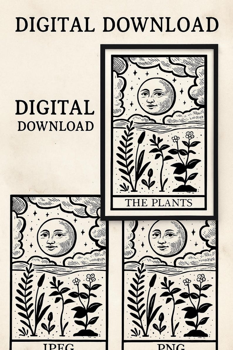 The Plants – Vintage Botanical Tarot-inspired Digital Print | Celestial ...