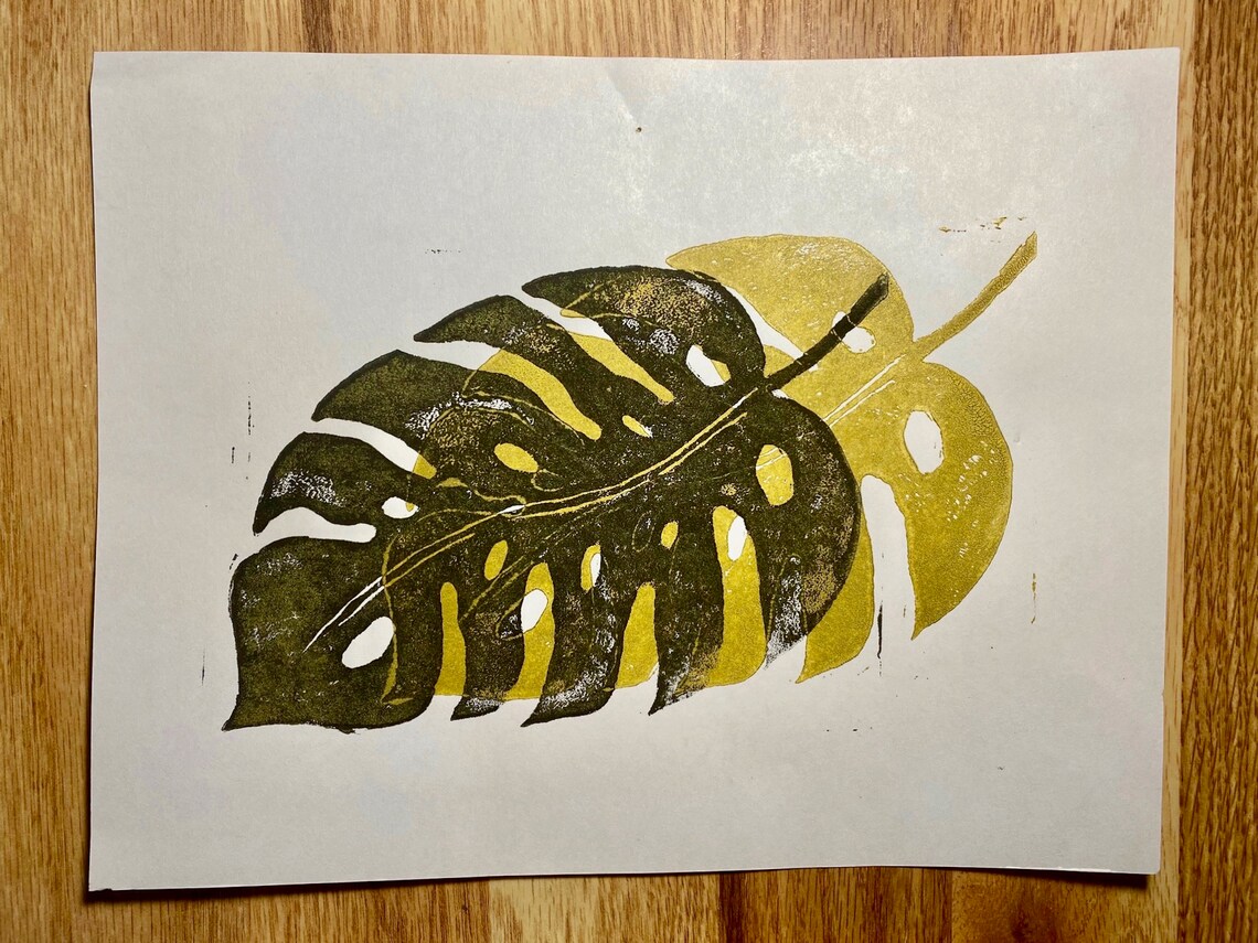 These Falling Leaves - Linocut Art Print - Etsy