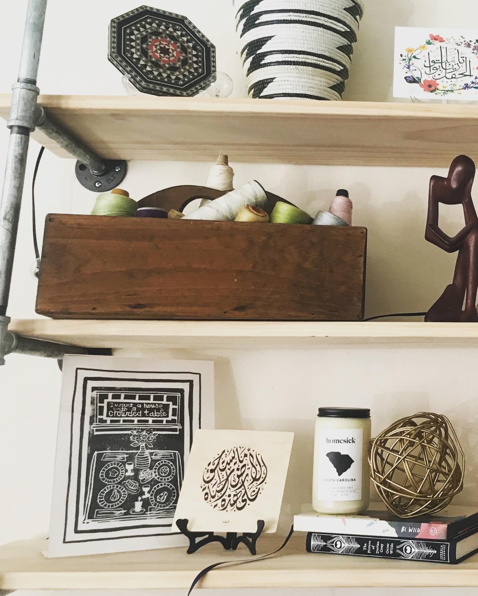 Crowded Table - Linocut Art Print - Etsy