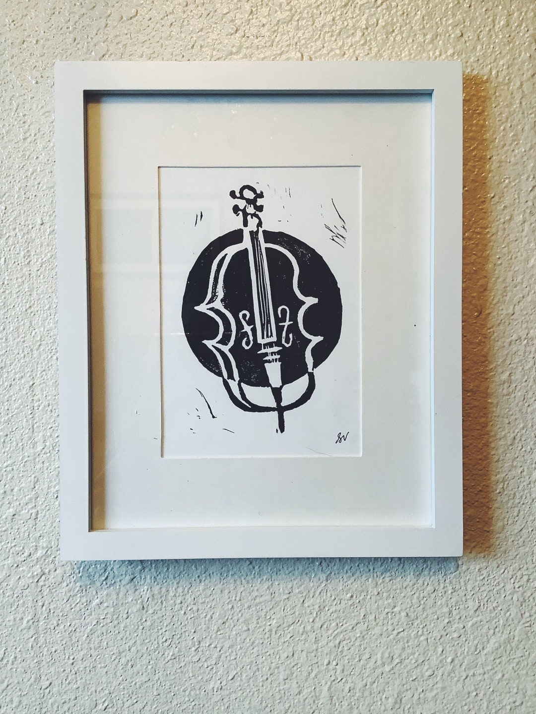 Cello -- Half-size Linocut Block Print - Etsy