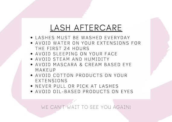 Lash Extension Aftercare Card | Etsy