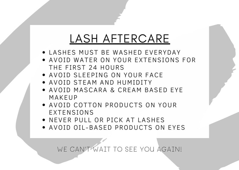 Lash Extension Aftercare Card - Etsy
