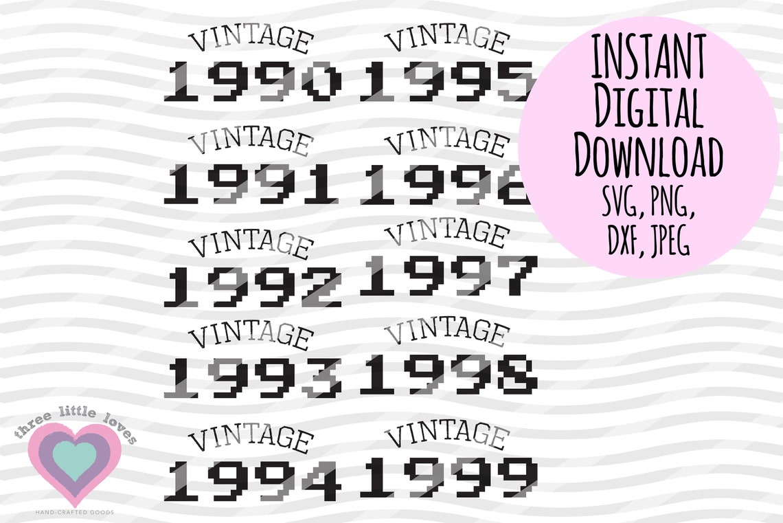 1990s SVG Bundle Vintage 1990-99 SVG Clipart 21st Birthday - Etsy