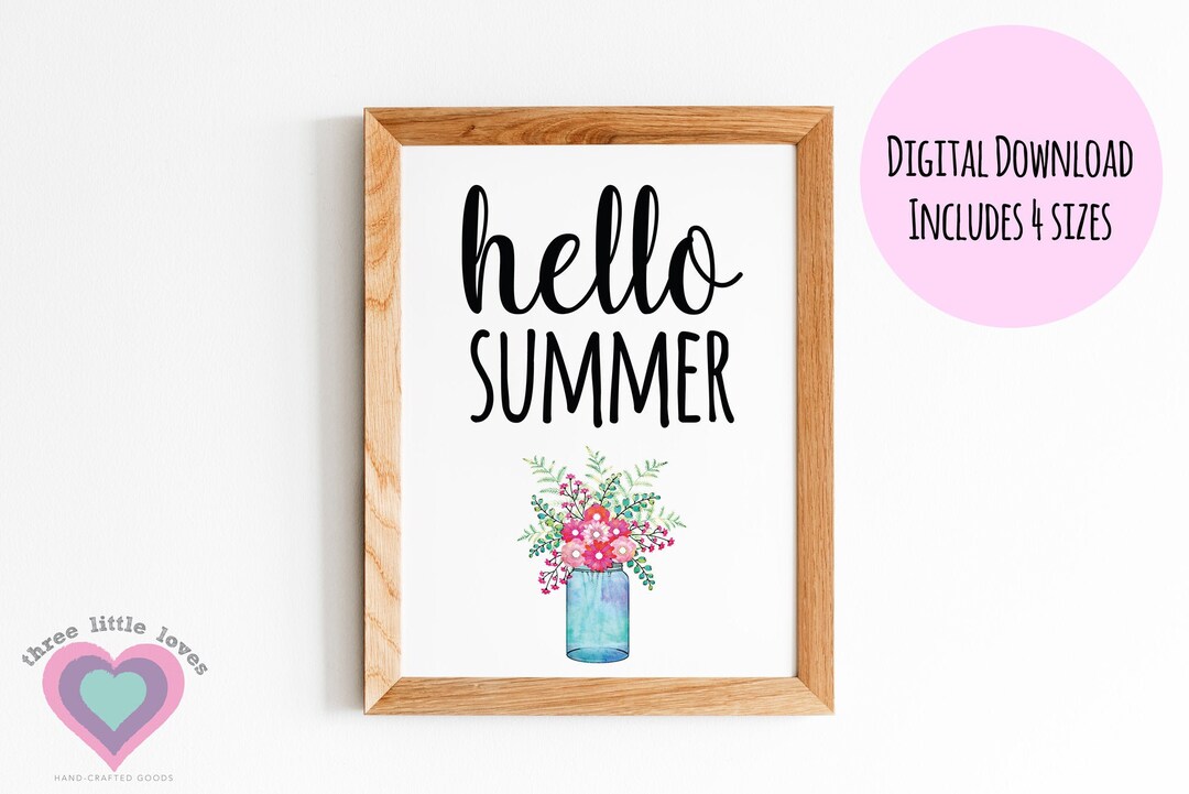 Hello Summer Printable Art, Hallway Wall Art, Living Room Decor ...